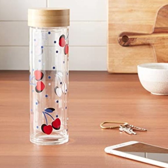 kate spade | Dining | Kate Spade Vintage Cherry Dot Water Bottle Clear ...